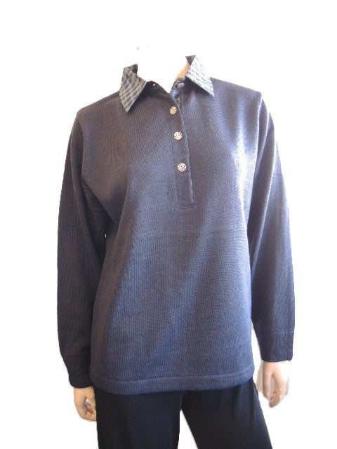 Bromley Navy Collared Knit Top (JoRo Style) – The Special Size Co